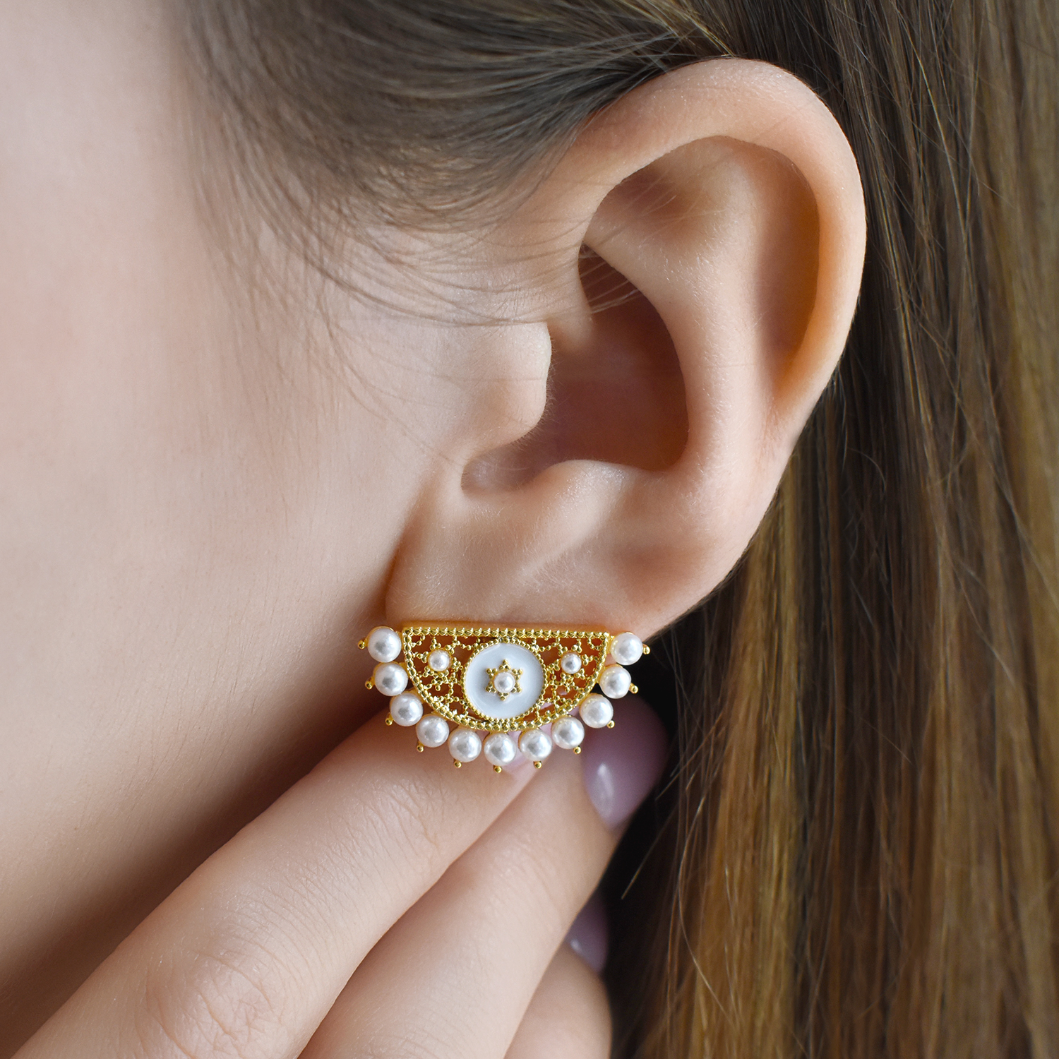 Sadaf Pearl Necklace Earring & Bracelet Set - Mighzalalarab